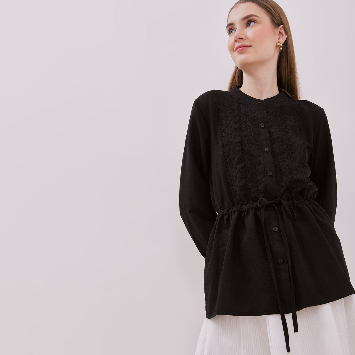SIMPLICITY Embroidery Waist Drawstring Blouse – www.simplicity.co.id