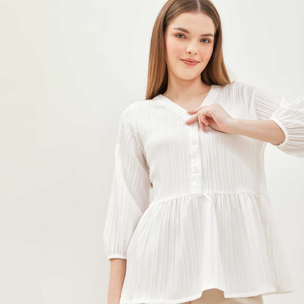 SIMPLICITY V- Neck Vertical Textured Blouse – www.simplicity.co.id