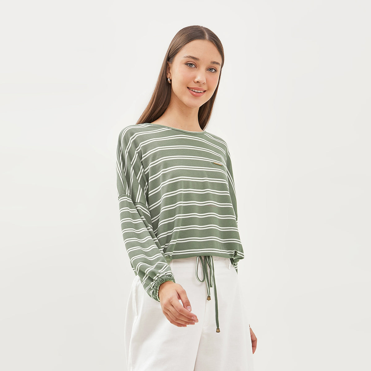 GRAPHIS Double Stripe Drop Shoulder Drawstring Top (New Color) – www ...