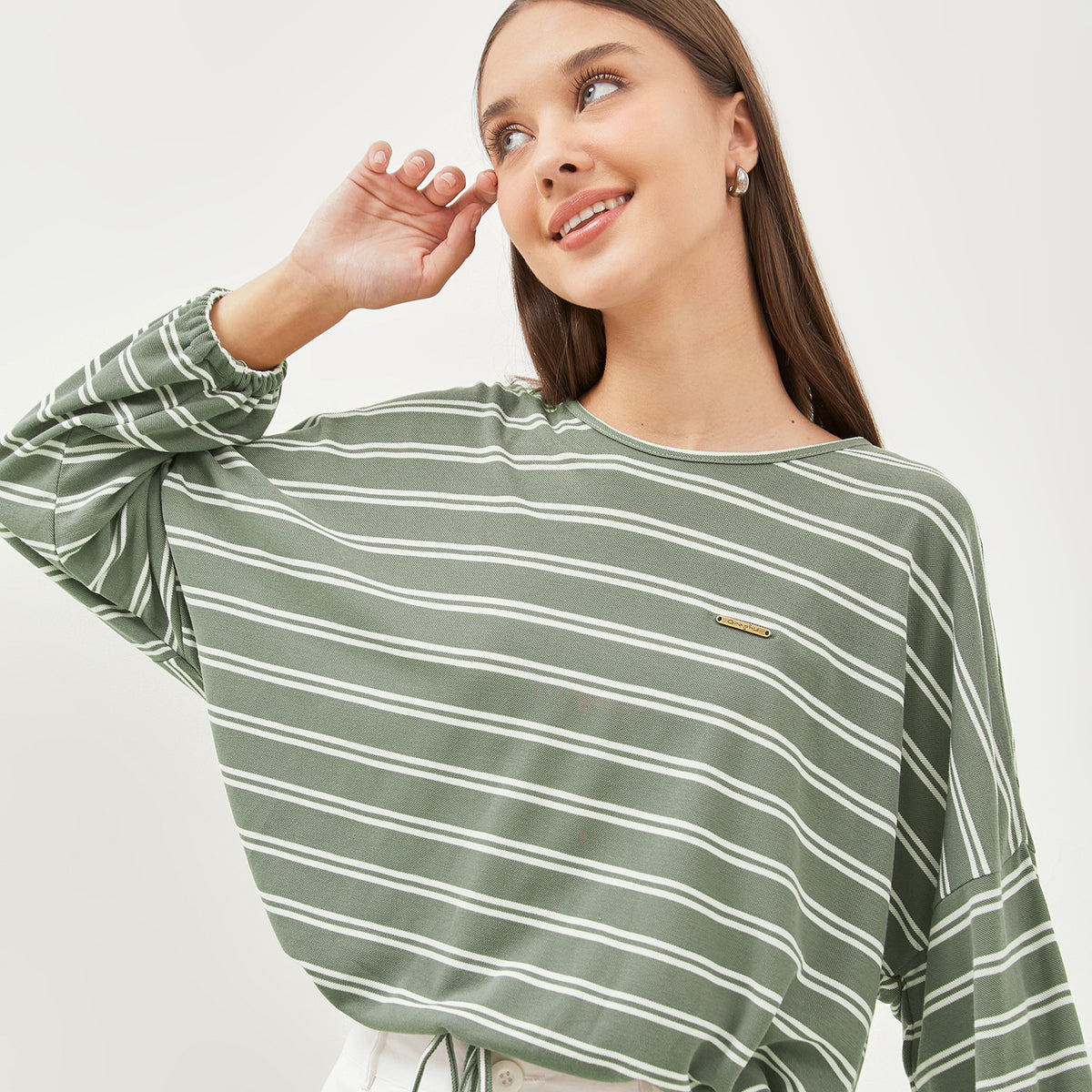 GRAPHIS Double Stripe Drop Shoulder Drawstring Top (New Color) – www ...