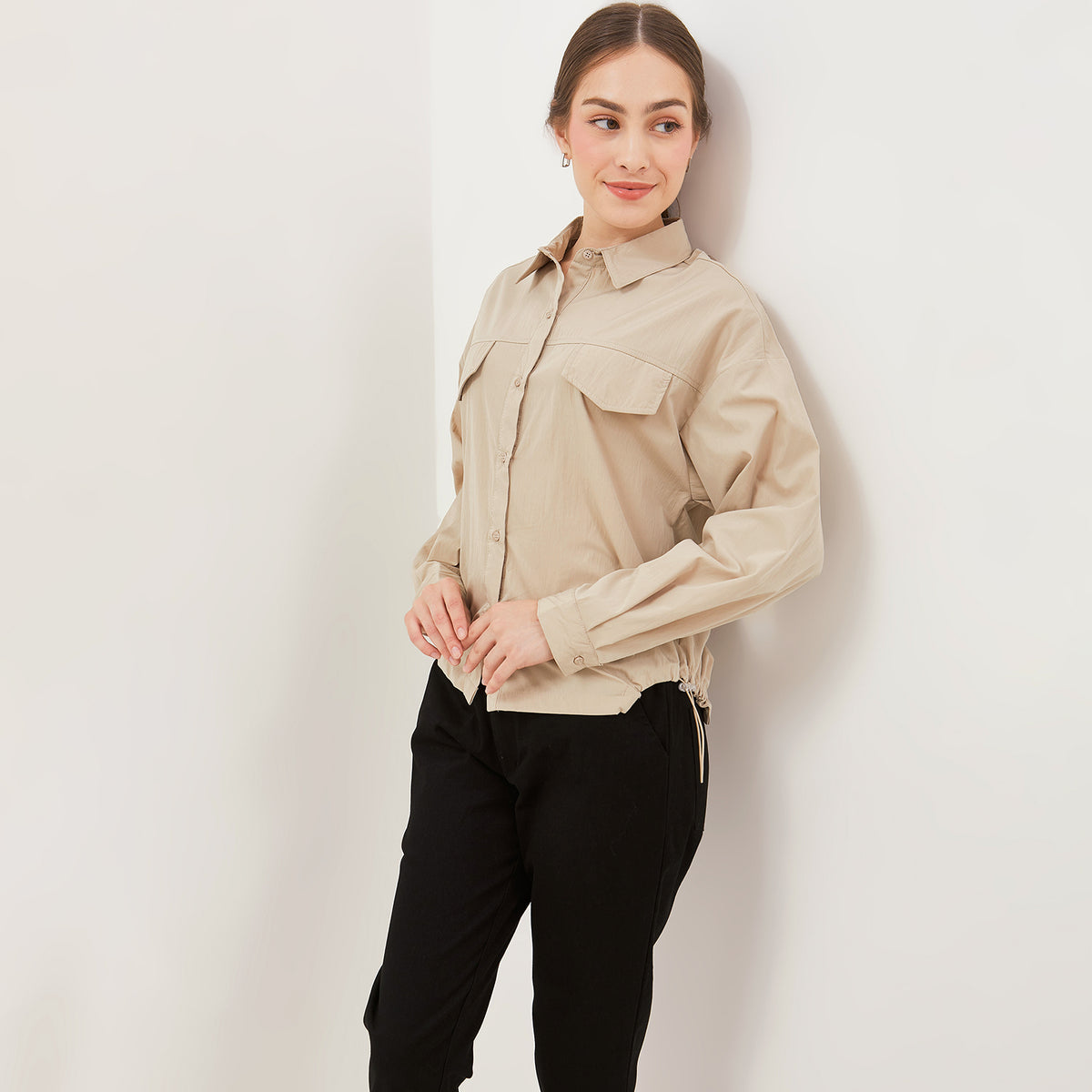 GRAPHIS Side Curve Drawstring Shirt – www.simplicity.co.id