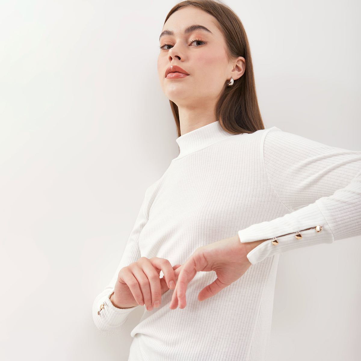 SIMPLICITY Buttoned Cuff Rib Inner Top – www.simplicity.co.id