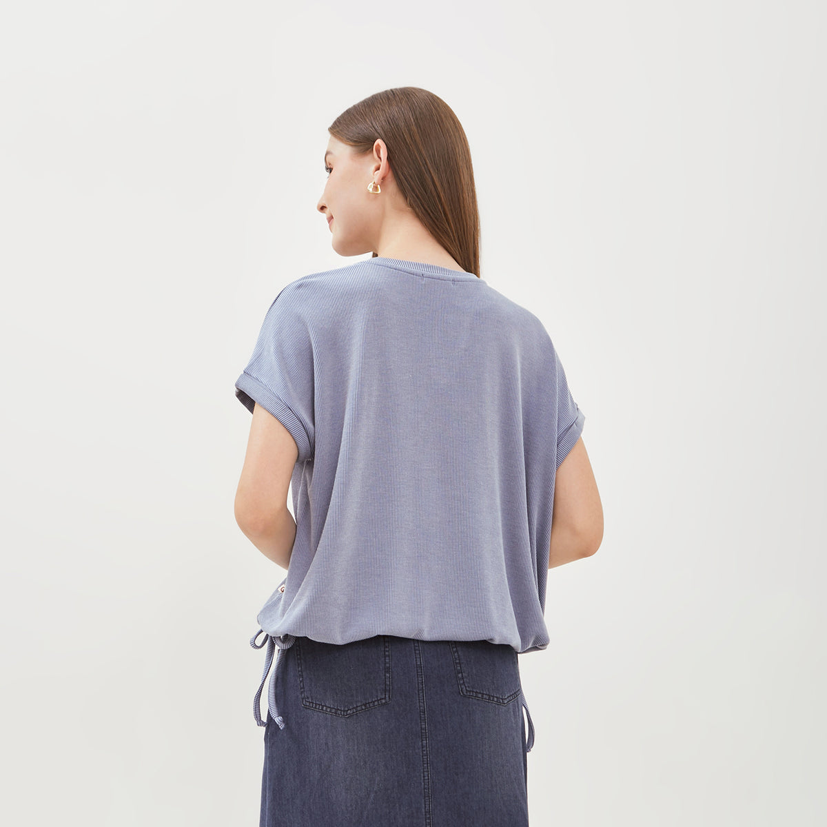 GRAPHIS Ribbed V-neck Drawstring Top – www.simplicity.co.id