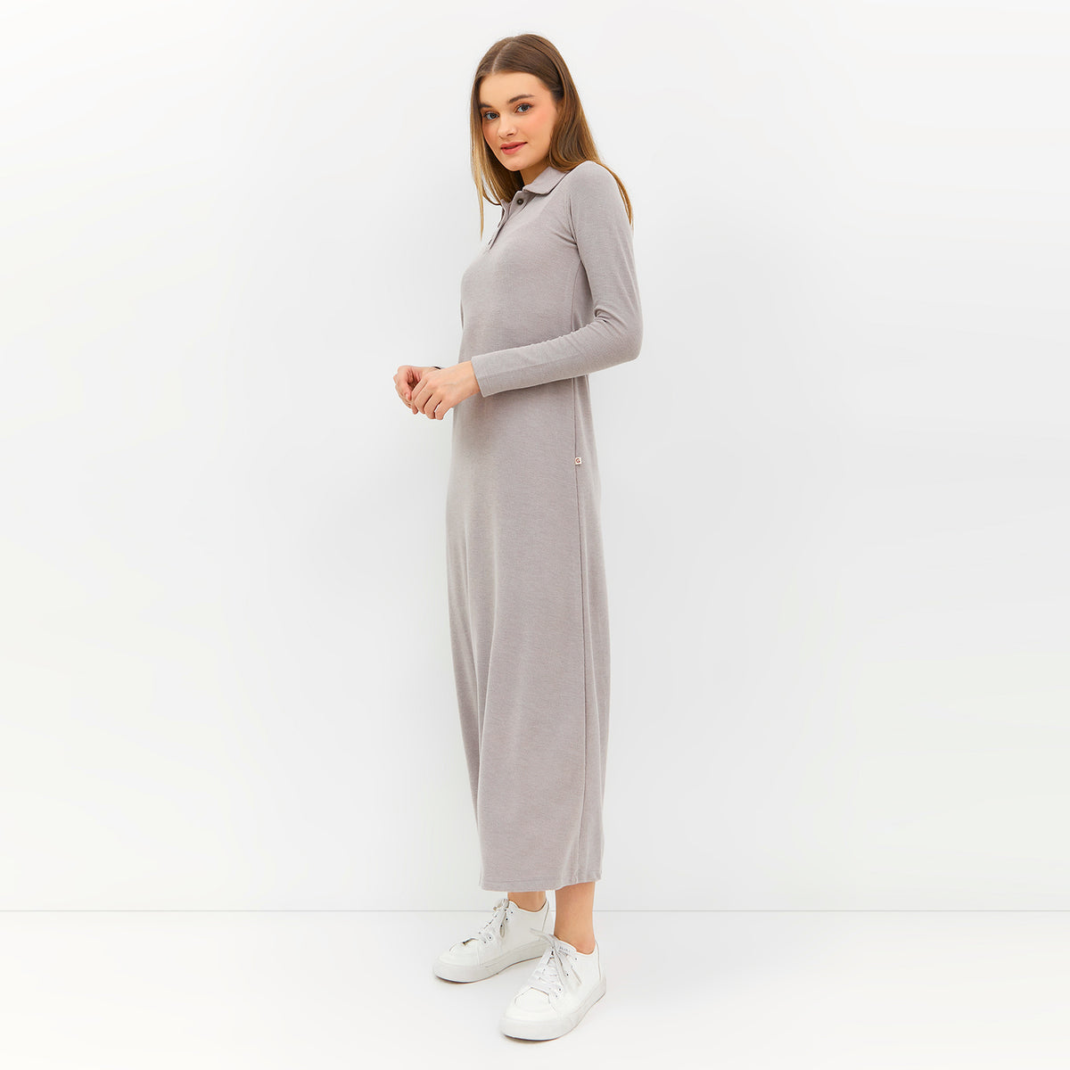 GRAPHIS Collared Long Sleeves Maxi Knit Dress – www.simplicity.co.id