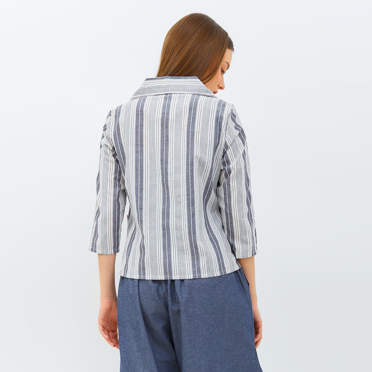 GRAPHIS Collared Vertical Stripes Blouse – www.simplicity.co.id
