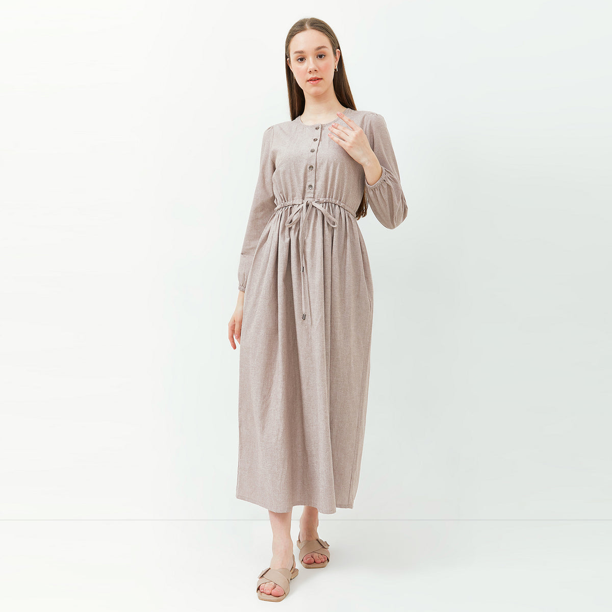 GRAPHIS Oxford Drawstring Maxi Dress – www.simplicity.co.id
